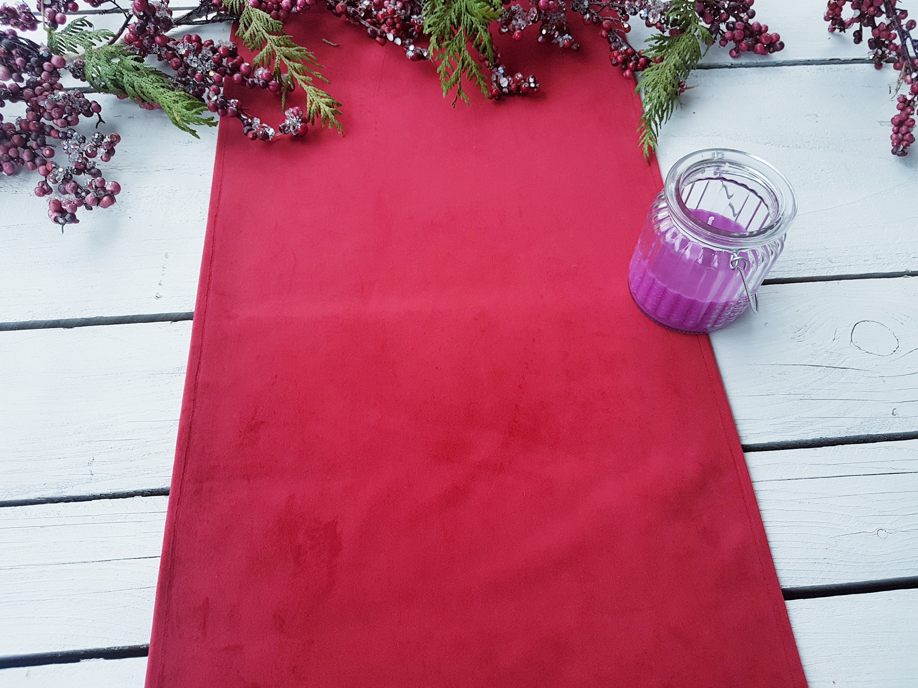 Red Velvet Table Runner Vine Red Table Runner - Etsy