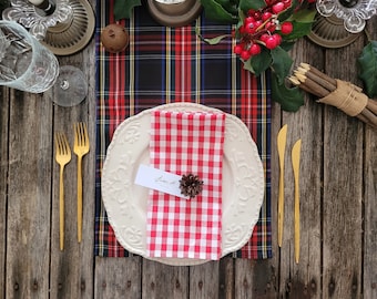 Red and White Check Gingham Napkin Polyester - Etsy