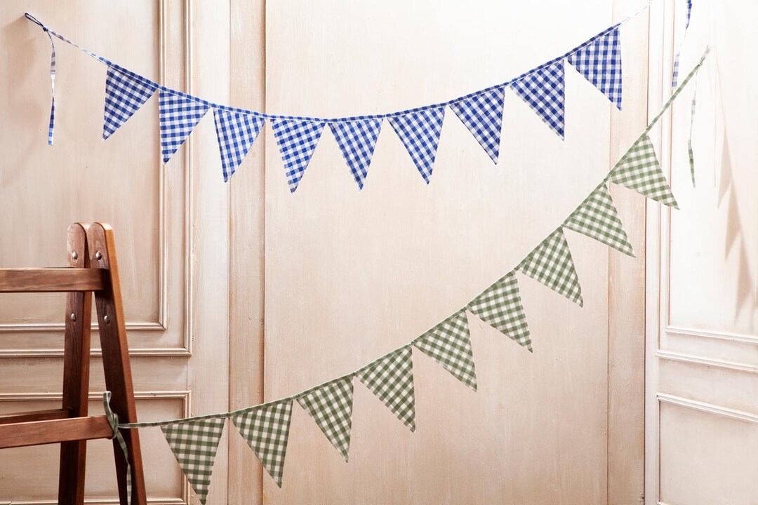 GINGHAM FABRIC Bunting, Tartan Bunting, Blackwatch Bunting, Checked ...