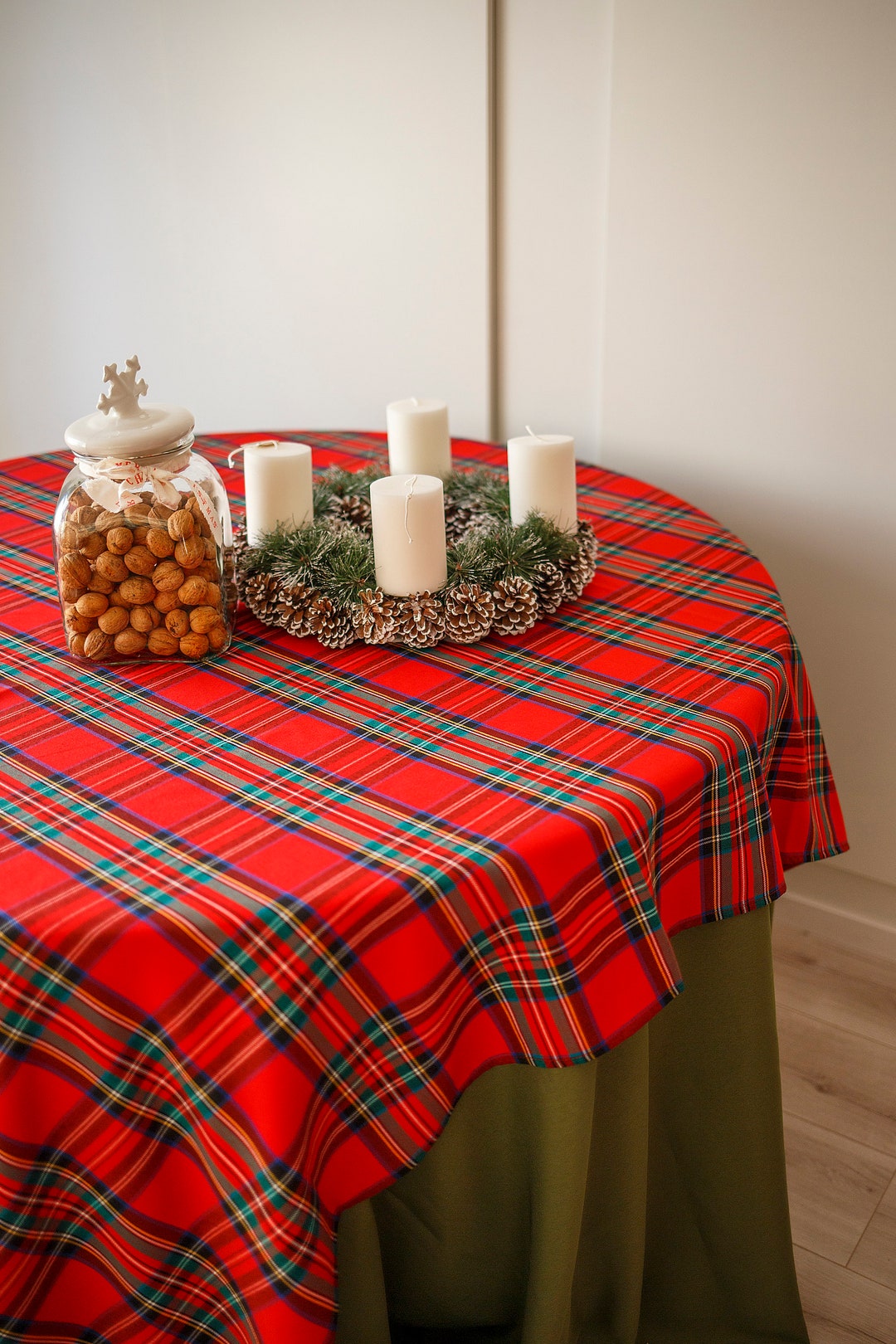Red Plaid Tablecloth Christmas Tablecloth Tartan Table - Etsy