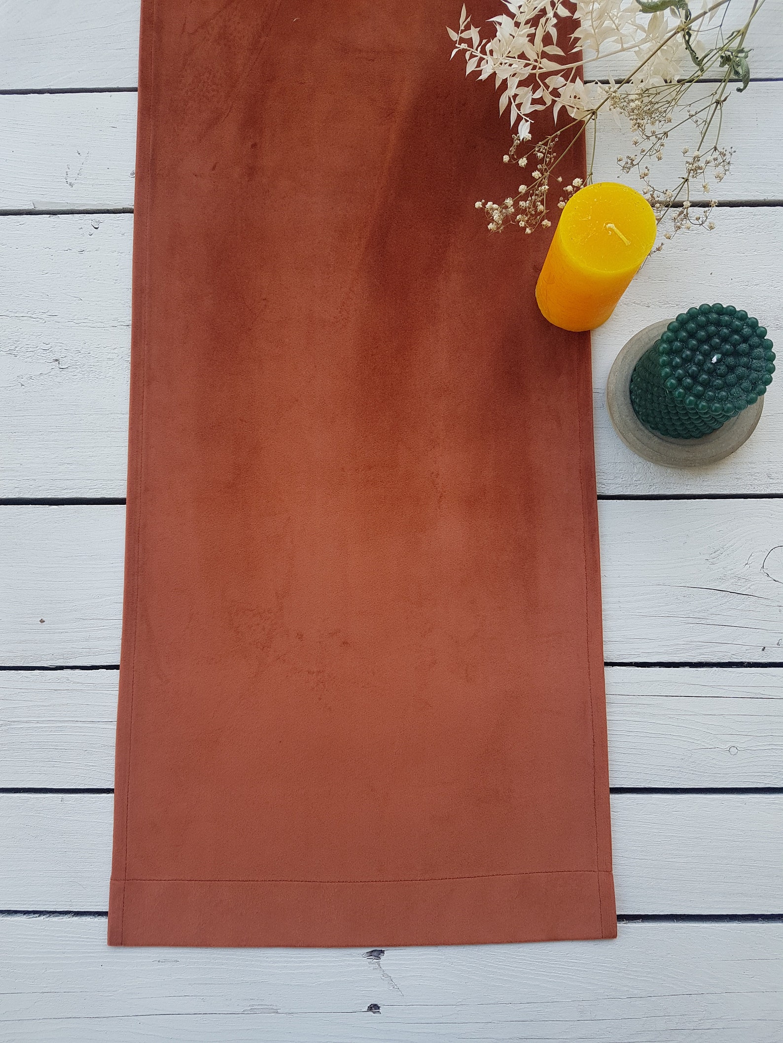 Brick Velvet Table Runner, Burned Orange Table Runner - Etsy