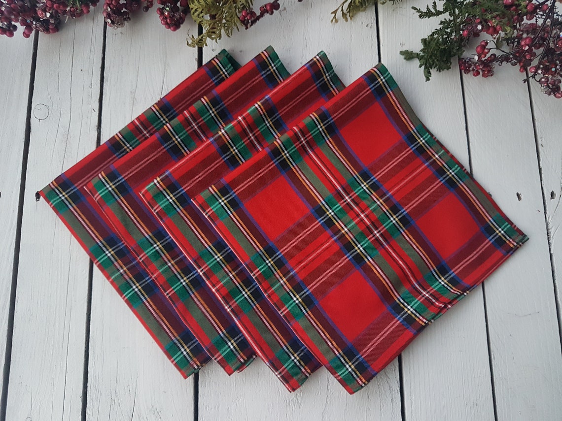 LARGE Dinner Napkinstartan Plaid Napkins Christmas - Etsy