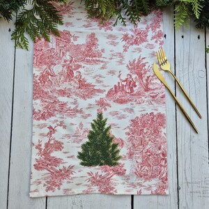 Toile Christmas Table Runner, Red Toile Christmas Runner - Etsy