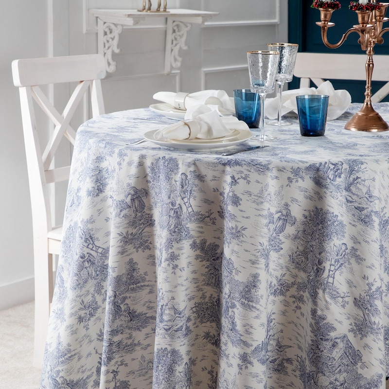 Blue Toile Fabric - Etsy