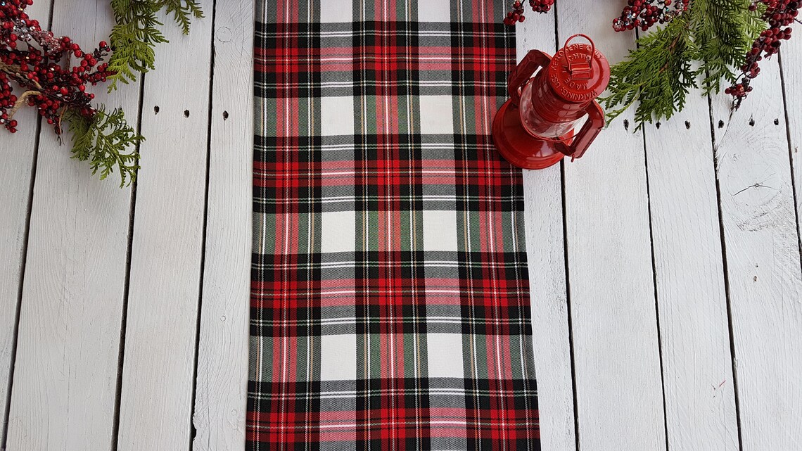 Plaid Table Runner Christmas Table Runner Plaid Tartan - Etsy