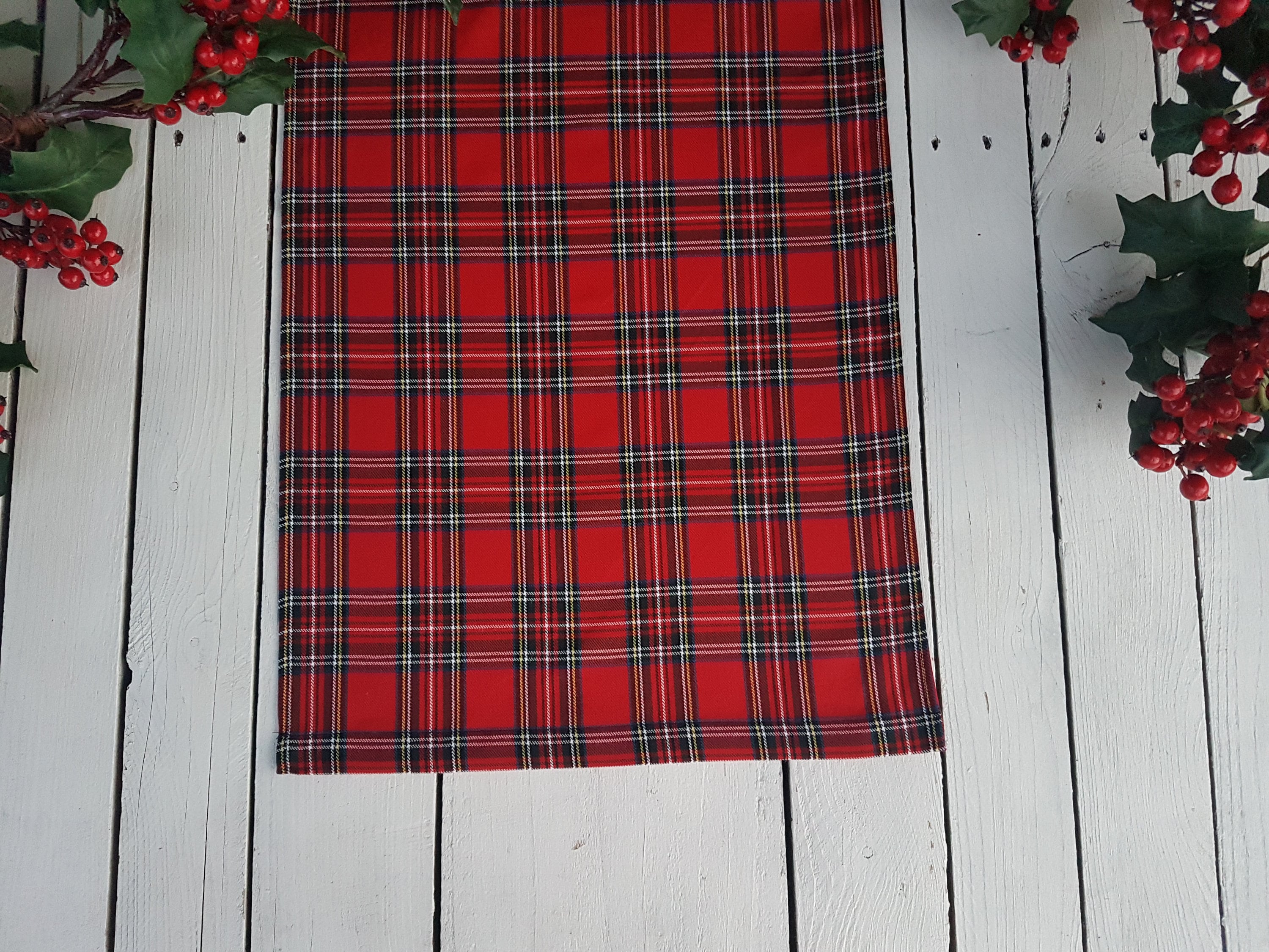 Red Plaid Table Runner Extra Wide Table Runner Plaid Table | Etsy