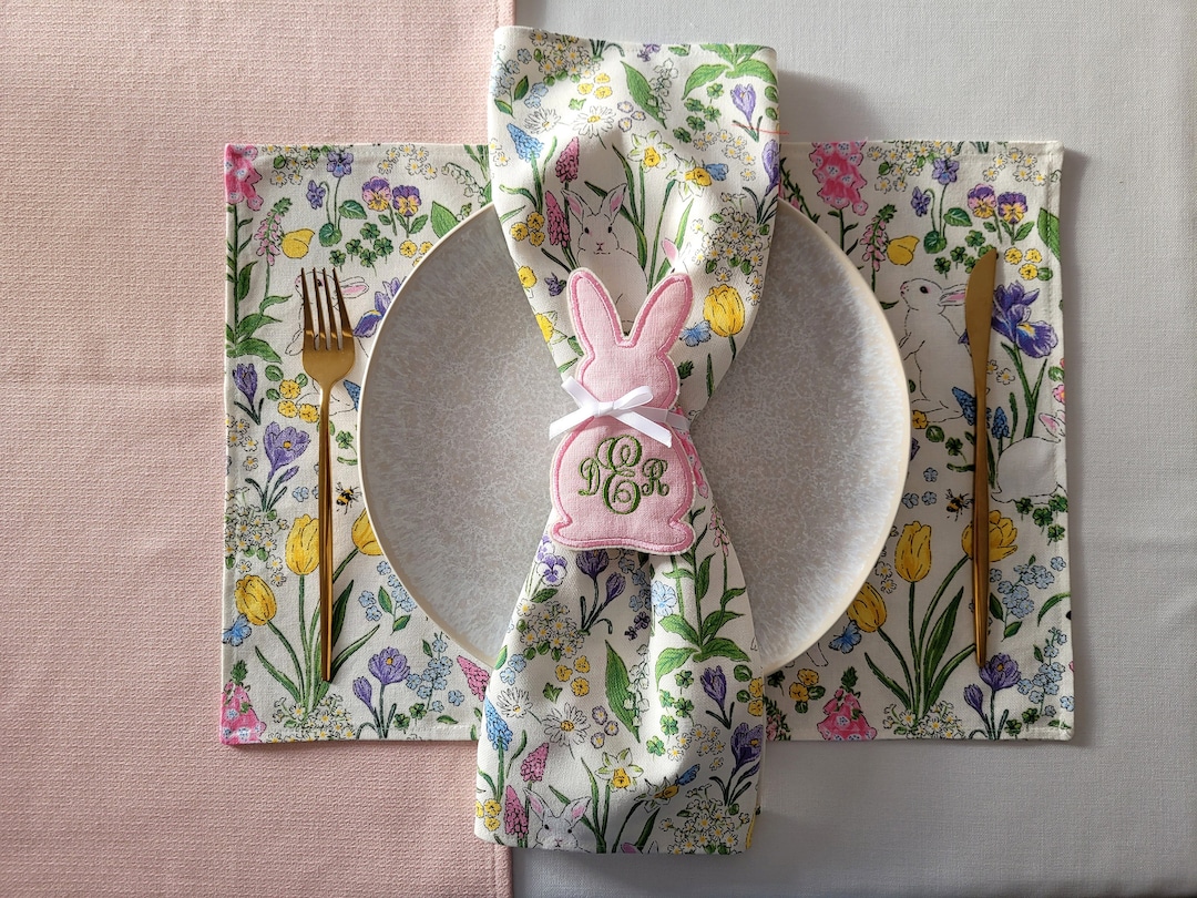 Meadow Print Placemats, Easter Bunny, Spring Placemats, Mix and Match ...