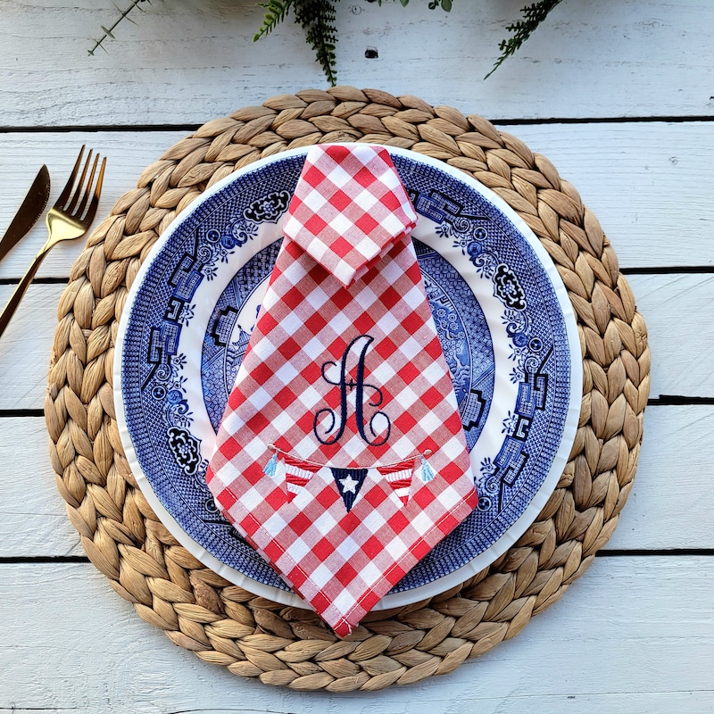 Red Gingham Napkins - Etsy