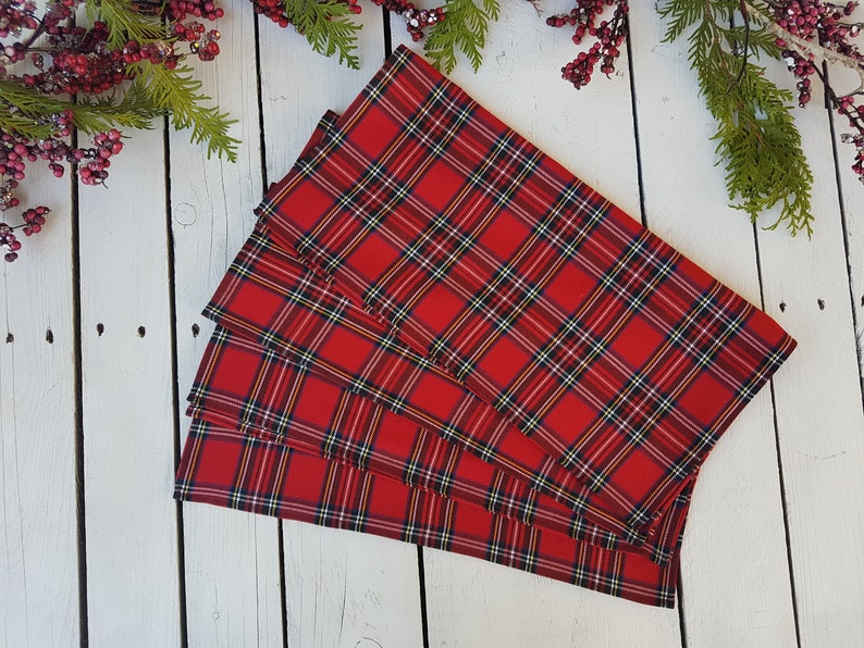 Red Plaid Table Runner Extra Wide Table Runner Plaid Table | Etsy