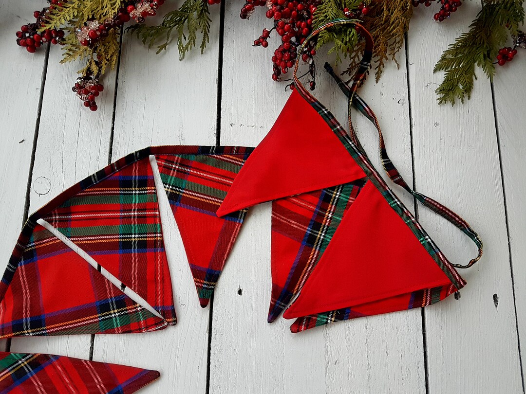 Plaid Bunting, Tartan Bunting, Royal Stewart Bunting, Christmas Decor ...