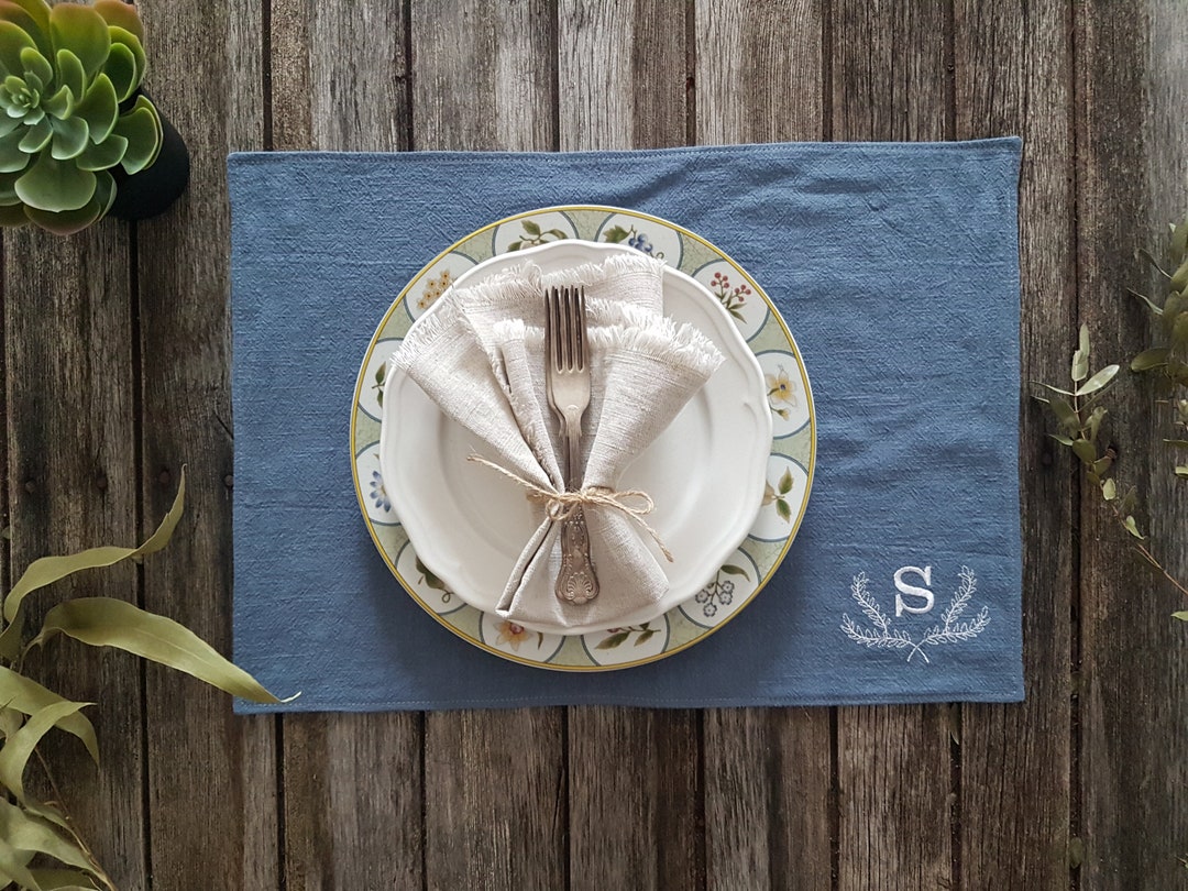 Personalized Linen Placemats, Housewarming Gift, Embroidered Place Mats ...