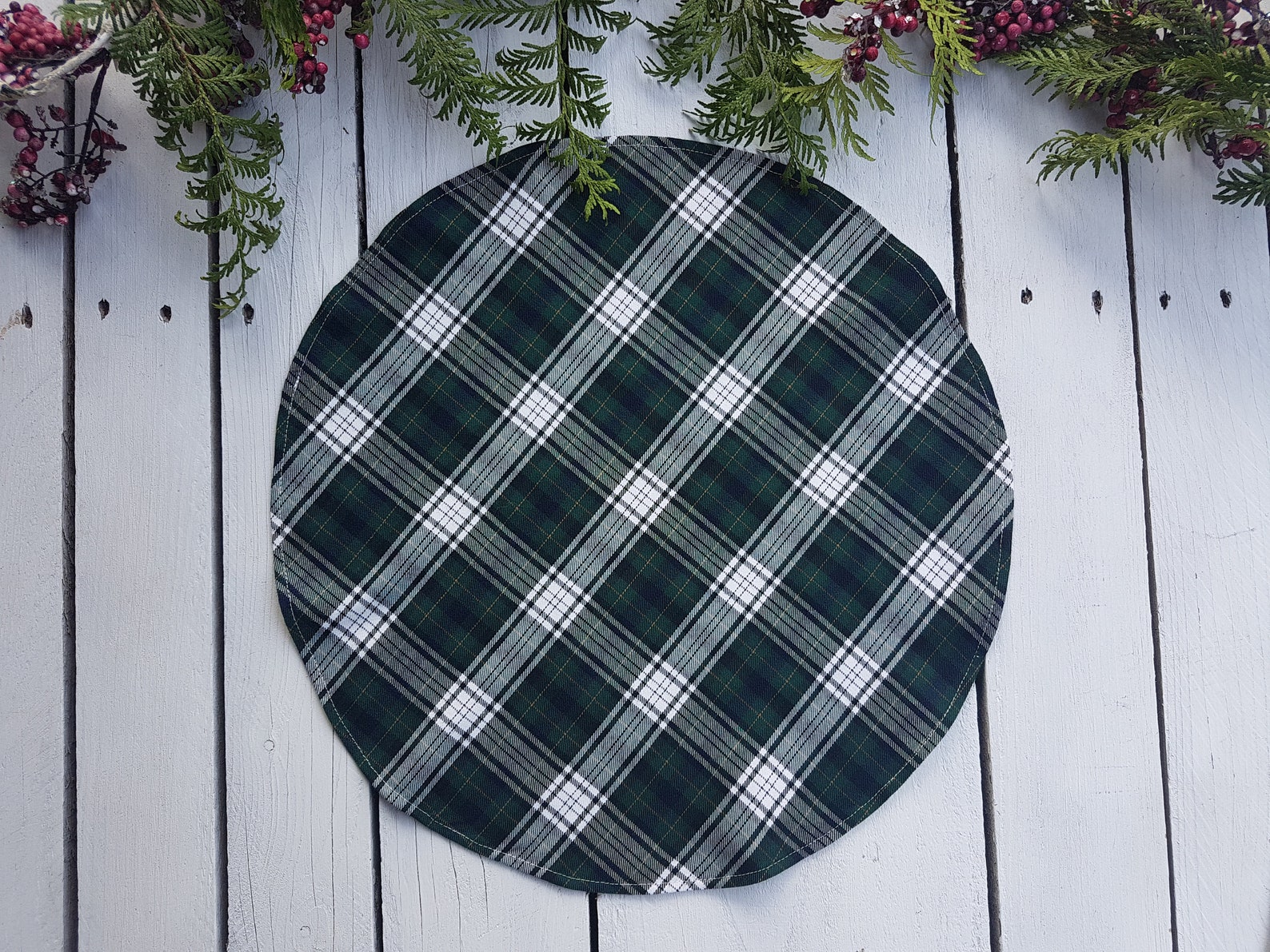 Plaid Place Mats Green and White Plaid Placemats Xmas Place - Etsy