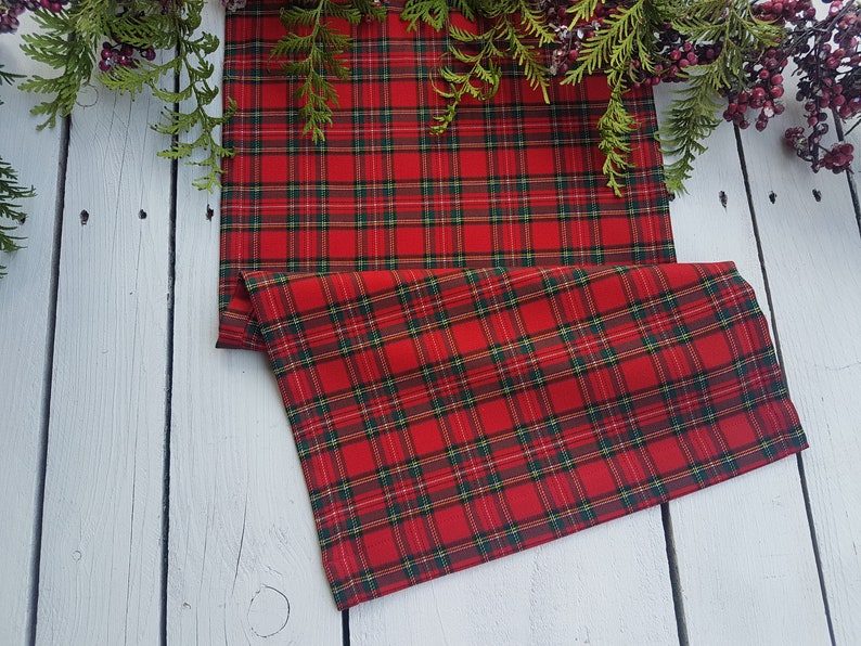Red Plaid Table Runner Plaid Tartan Check Red blue - Etsy