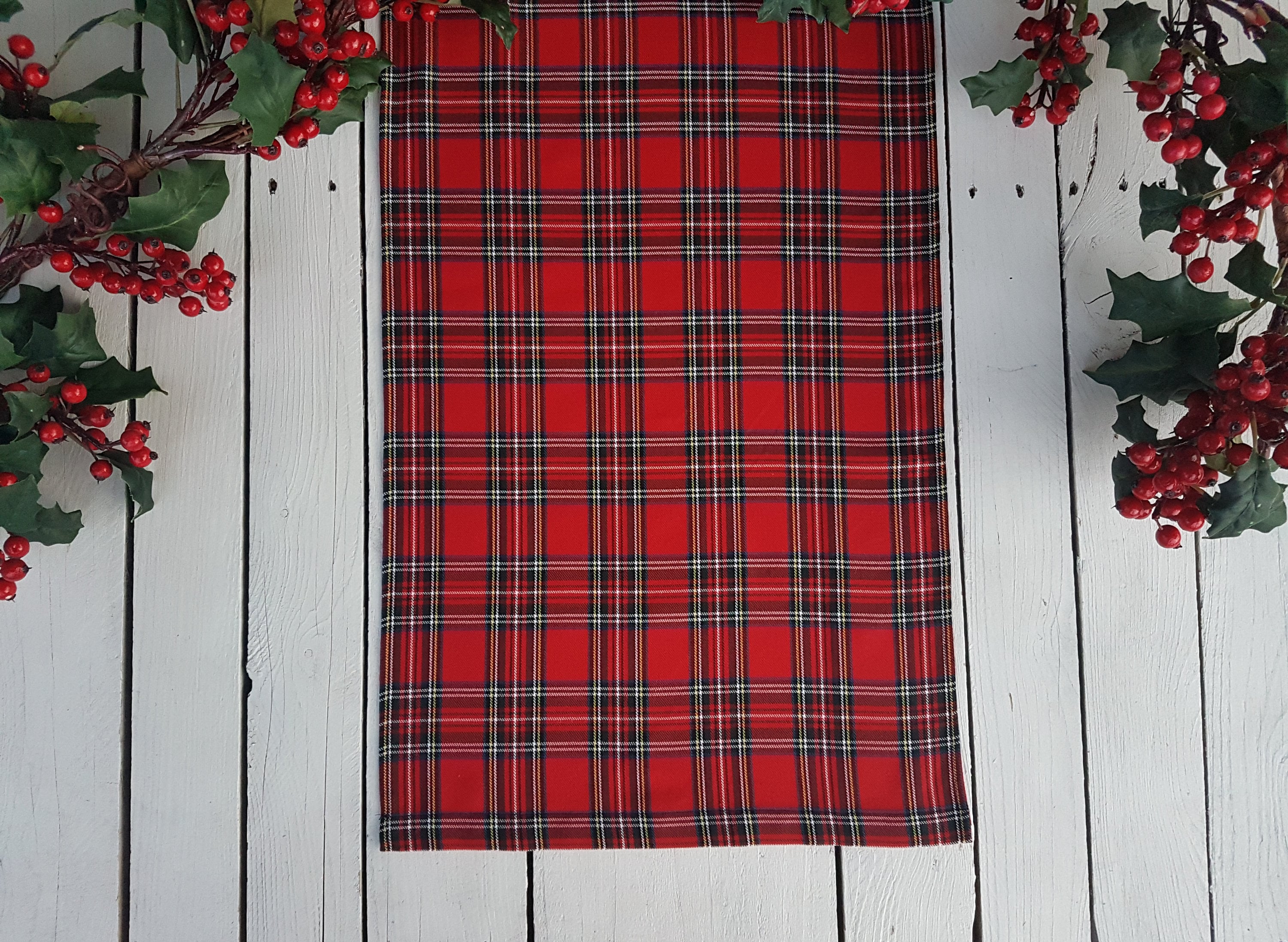 Red Plaid Table Runner Extra Wide Table Runner Plaid Table | Etsy
