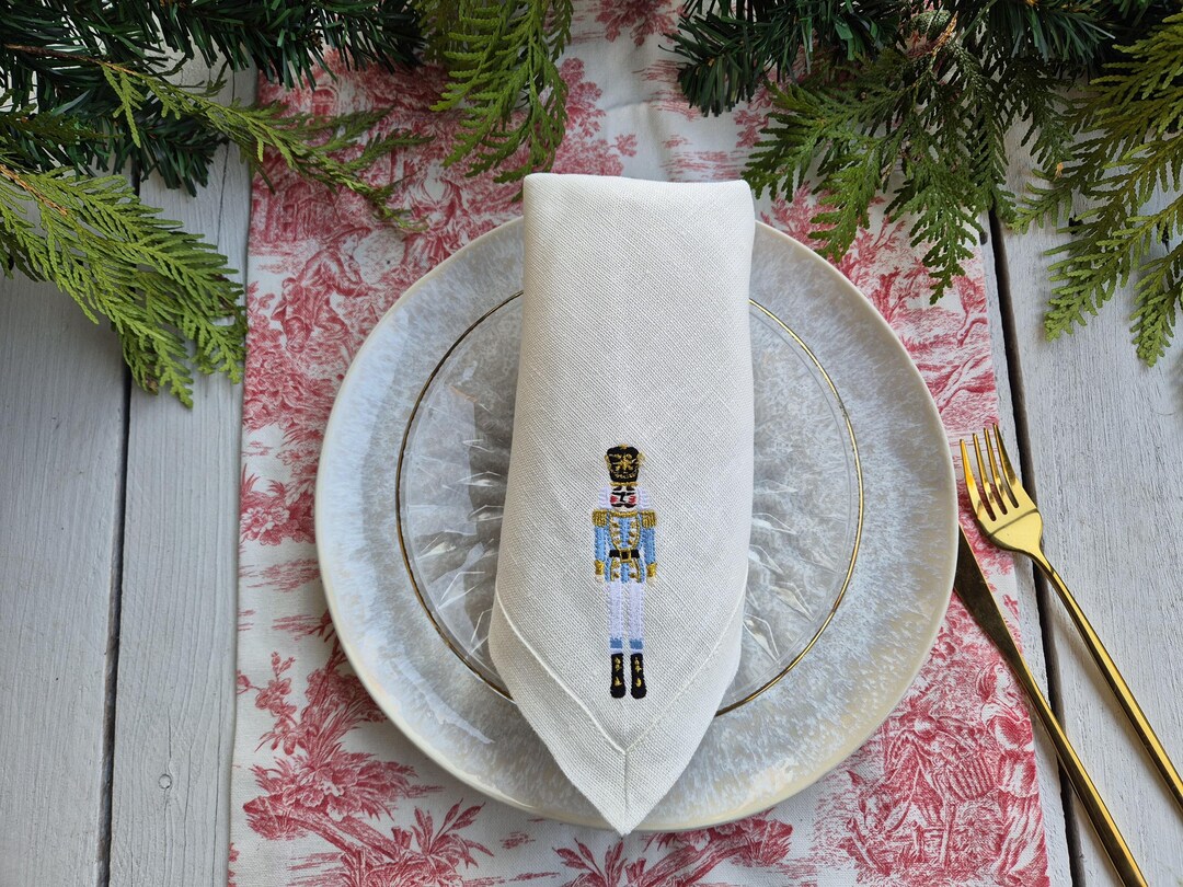 Linen Nutcracker Napkins, Linen Table Napkins, Nutcracker Christmas ...