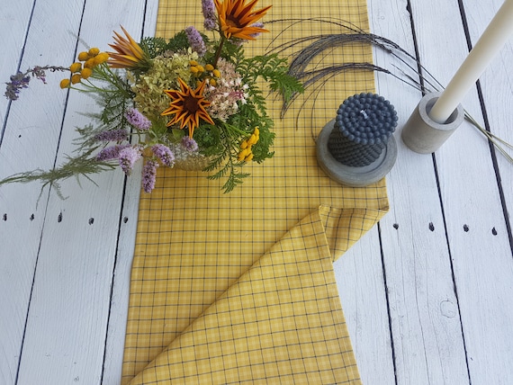 Mustard Table Runner Check Table Runner Gingham Table - Etsy