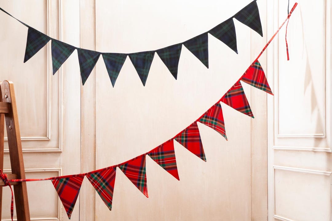 CUSTOM FABRIC Bunting, Tartan Bunting, Blackwatch Bunting, Checked ...