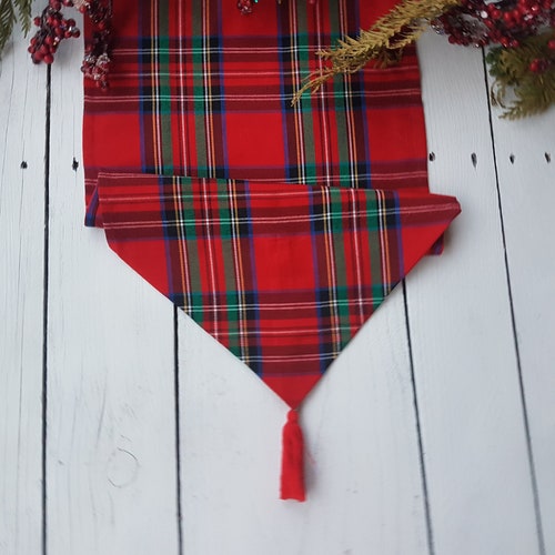 Red Plaid Table Runner Plaid Tartan Check Red blue - Etsy