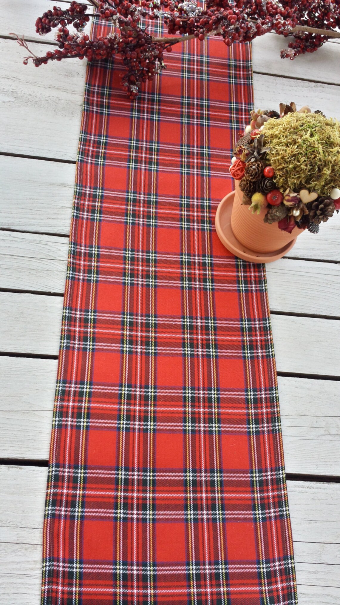 Christmas Table Runner Plaid Tartan Check Red Black - Etsy