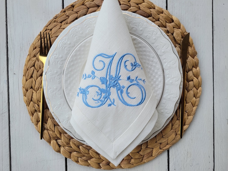 MONOGRAM Napkins, Linen Table Napkins, Monogramed Wedding Napkins, Baby ...