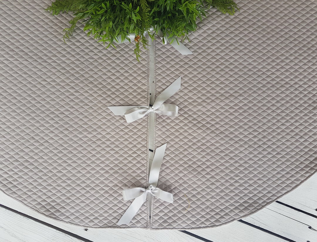 Beige Tree Skirt, Quilted Christmas Tree Skirt, Monochrome Tree Skirt ...