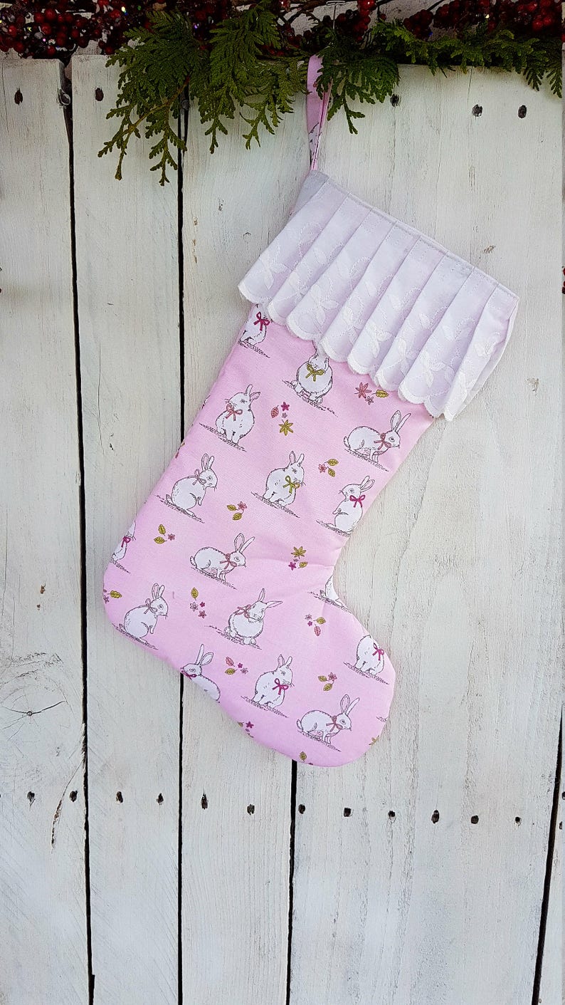 Pink Girls Christmas Stocking Baby Girls Stocking Apliqued - Etsy