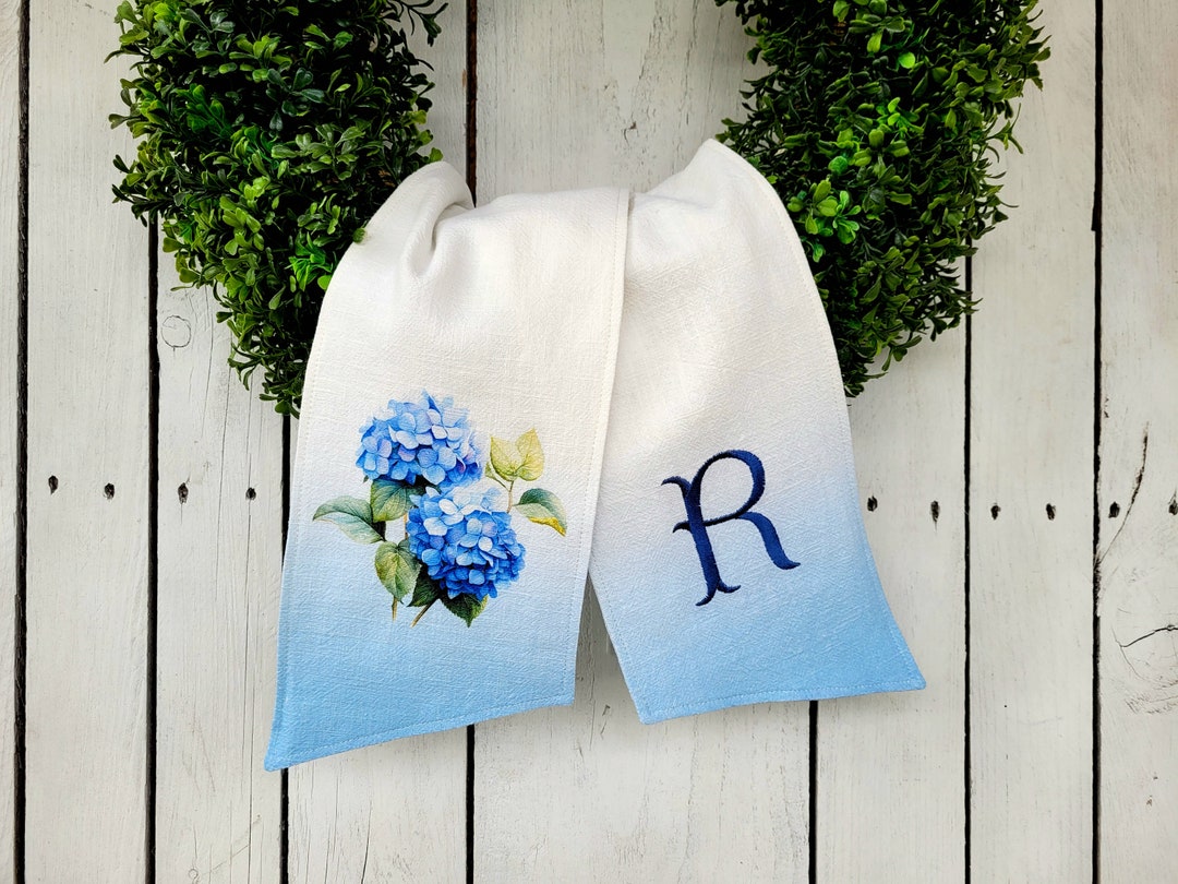 HYDRANGEA Wreath Sash, Door Wreath Sash, Personalized Wreath Sash, Dip ...