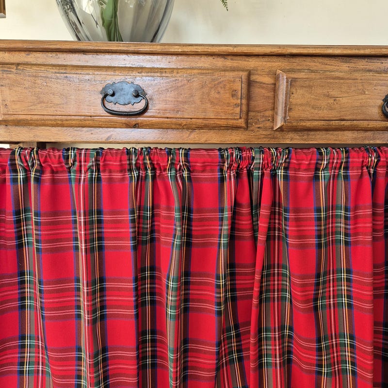 Tartan Red Green Curtains - Etsy