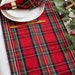 Red Stewart Table Runner, Red Plaid Table Runner With Ivory Trim - Etsy