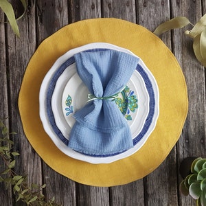 Round Linen Place Mats, Mustard Placemats, Yellow Placemat, Mustard ...