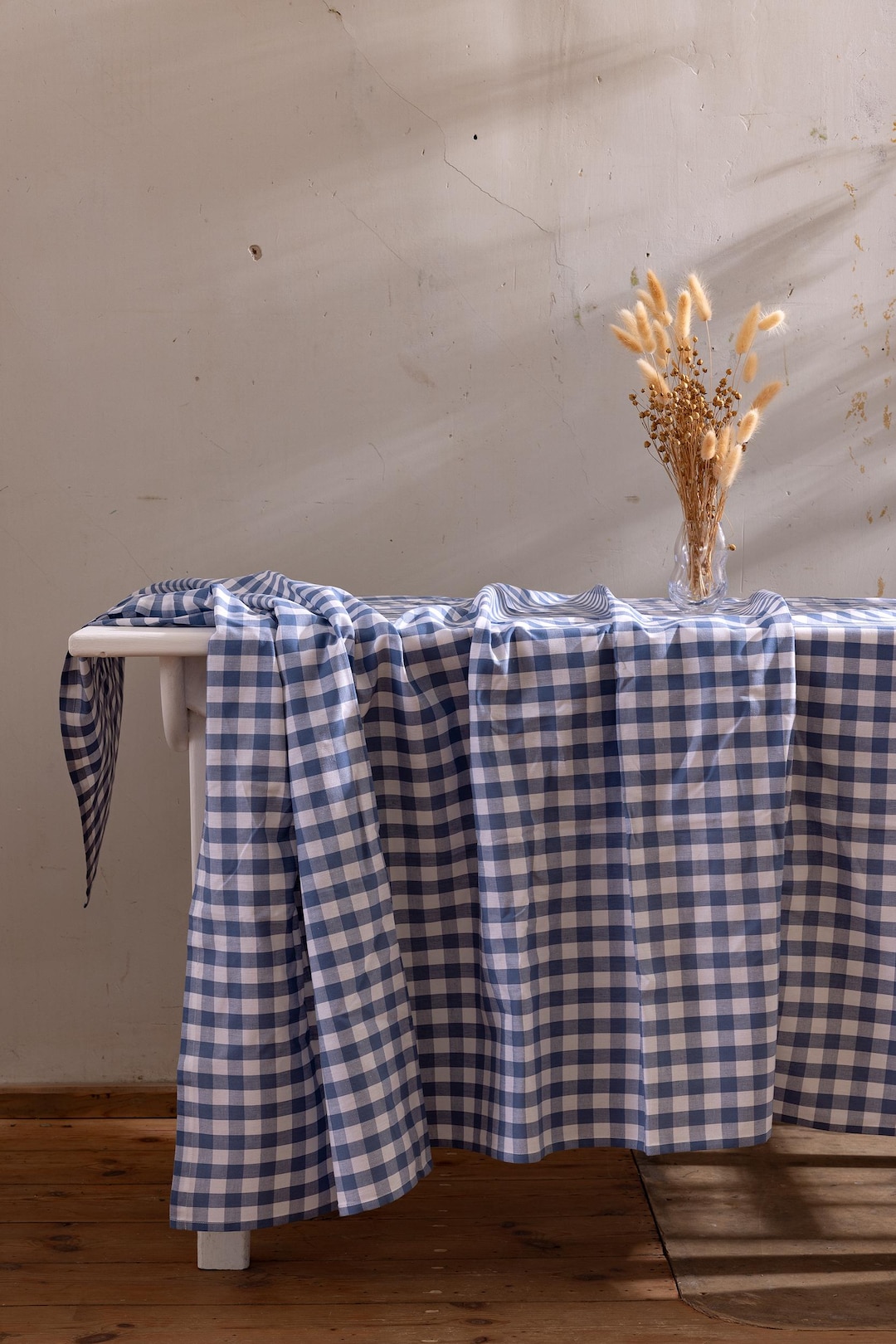 Blue Gingham Tablecloth,blue Check Table Linen, Christmas Tablecloth ...