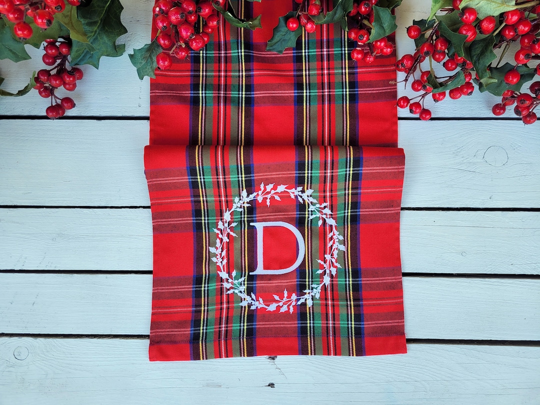 Holly Embroidery Personalized Royal Stewart Table Runner. - Etsy