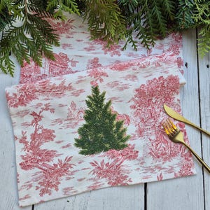 Toile Christmas Table Runner, Red Toile Christmas Runner - Etsy