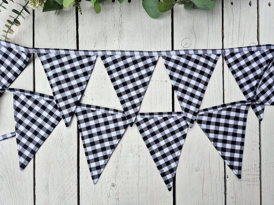 Black Gingham Bunting, Tartan Bunting, Blackwatch Bunting, Checked ...