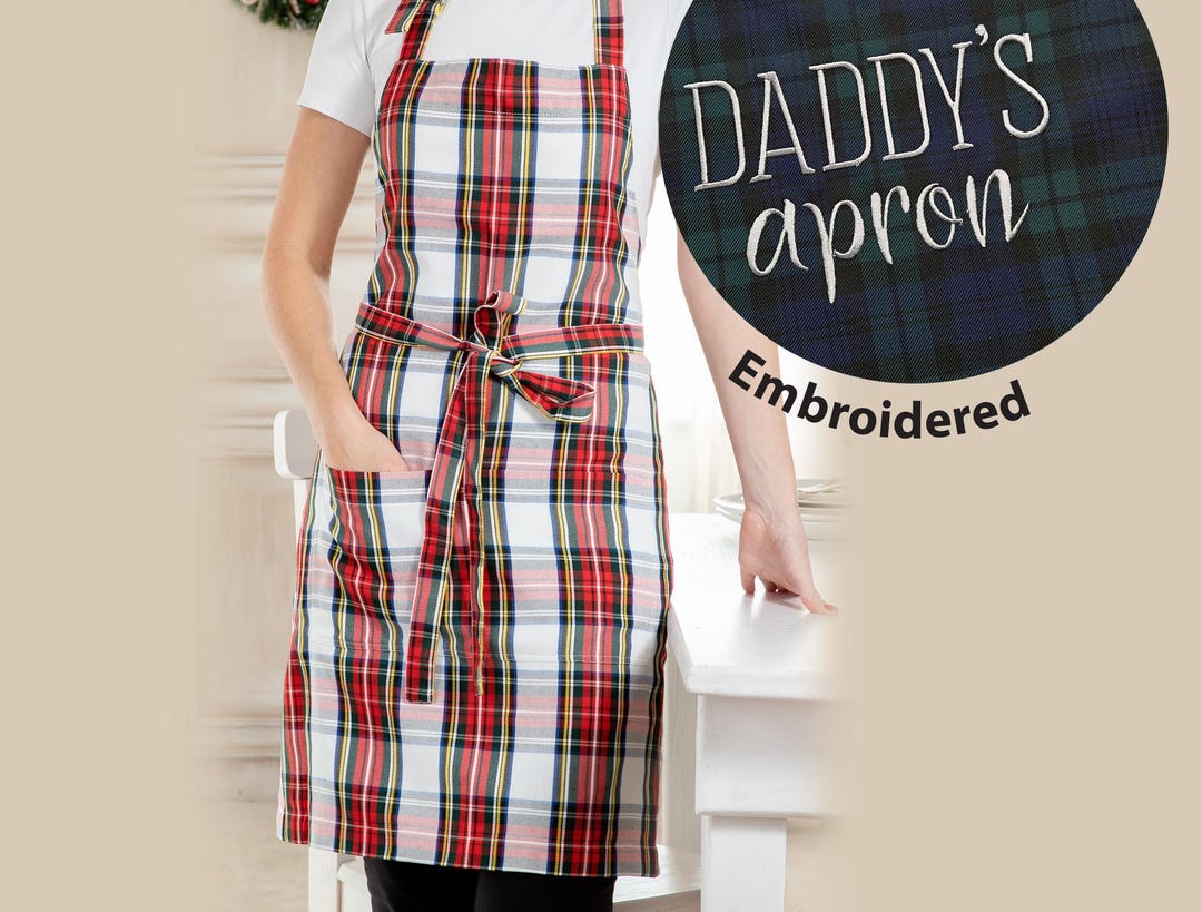 Dress Stewart Personalised Apron, Custom Tartan With Pockets Adjustable ...