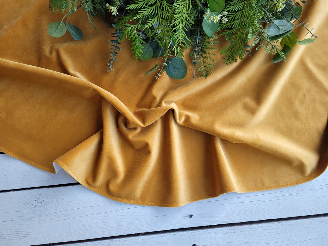 Mustard Tree Skirt, Gold Velvet Christmas Tree Skirt, Monochrome Tree ...