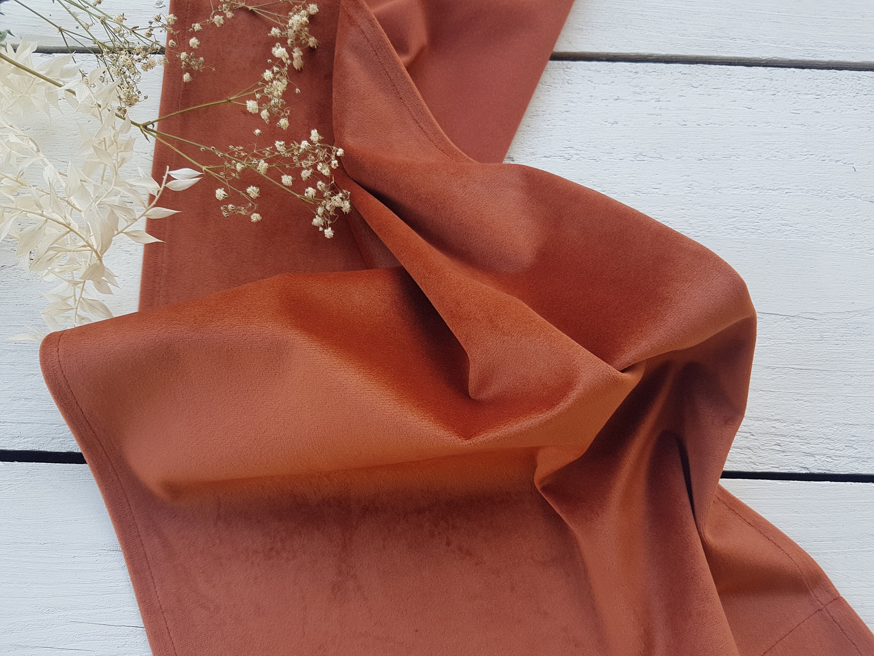 Brick Velvet Table Runner Burned Orange Table Runner | Etsy