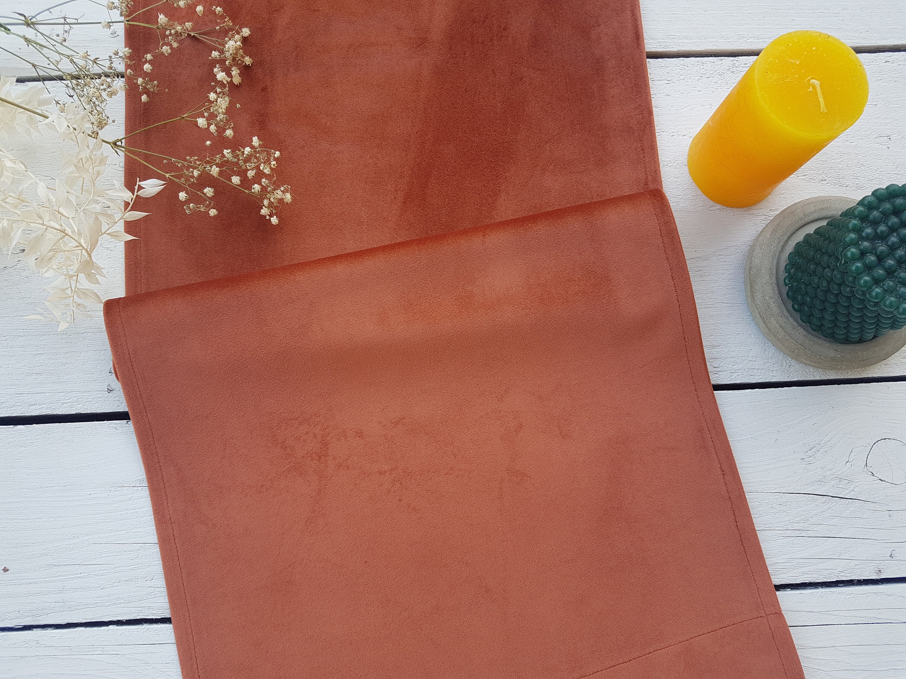 Brick Velvet Table Runner Burned Orange Table Runner | Etsy