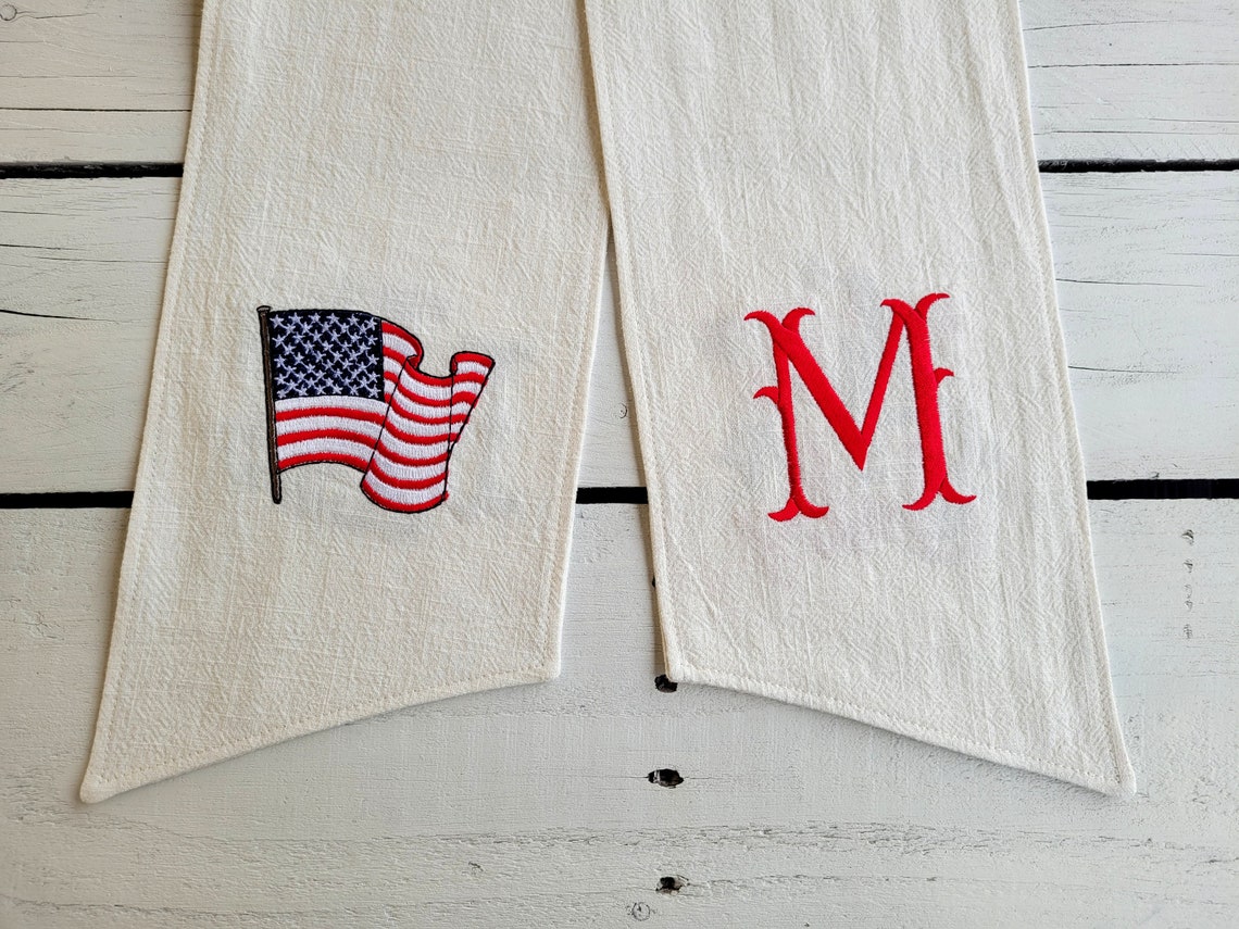 Monogramed American Flag Wreath Sash Door Wreath Sash - Etsy