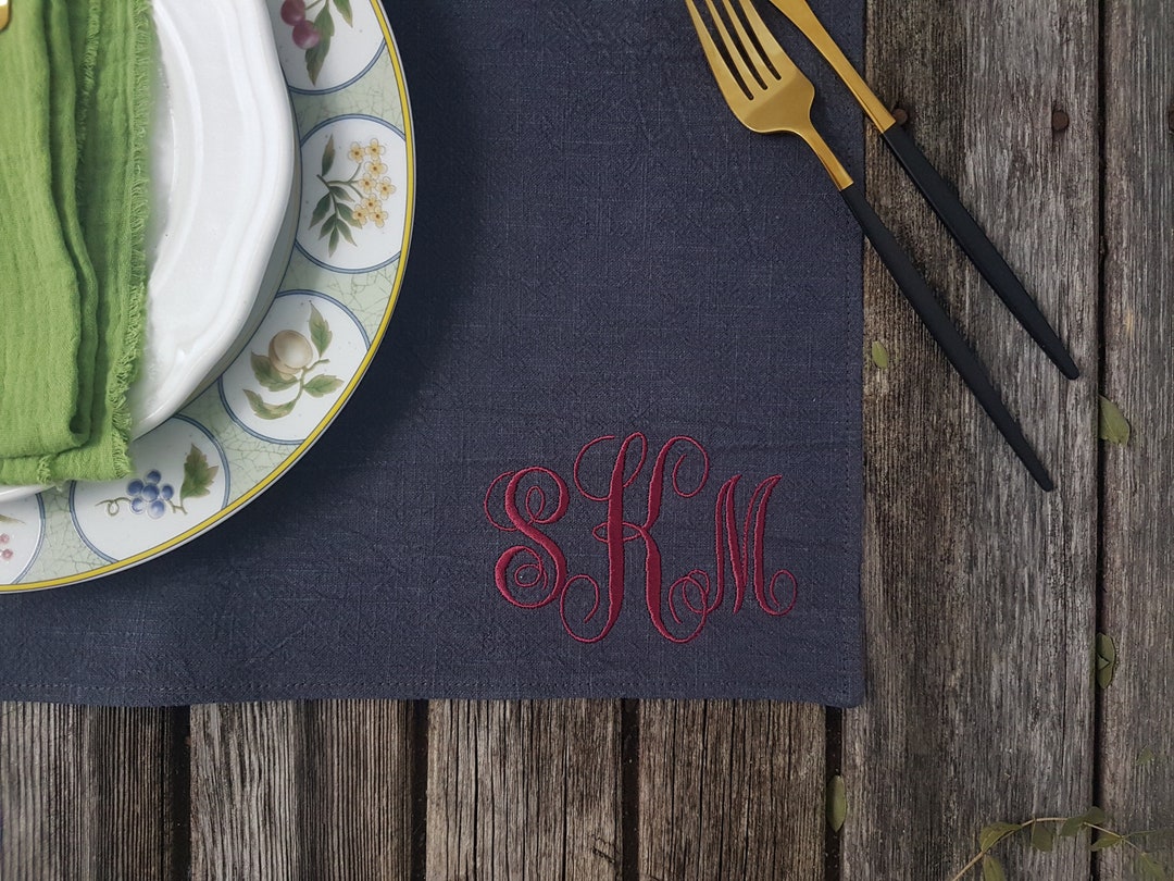 Monogramed Linen Placemat, Housewarming Gift, Embroidered Place Mats ...
