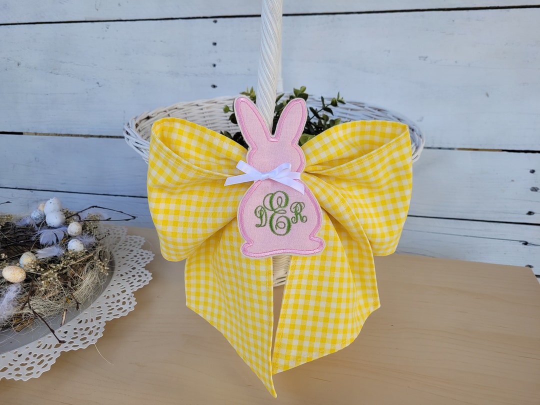 Easter Basket Bow, Personalized Basket Bow, Gingham Easter, Basket Sash ...