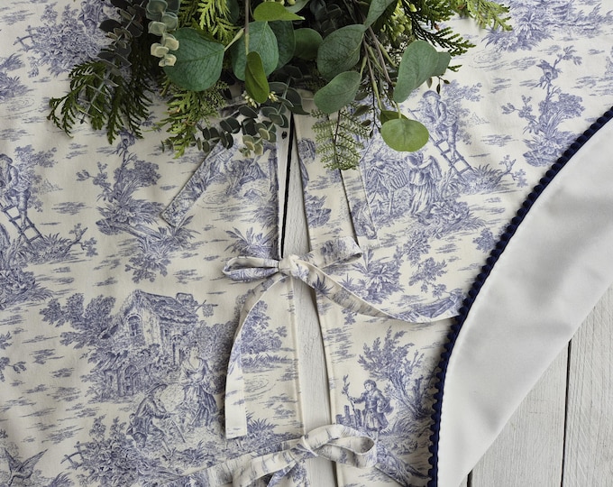Blue Toile Tree Skirt, Chinoicery Tree Skirtrt, Blue Christmas, French ...
