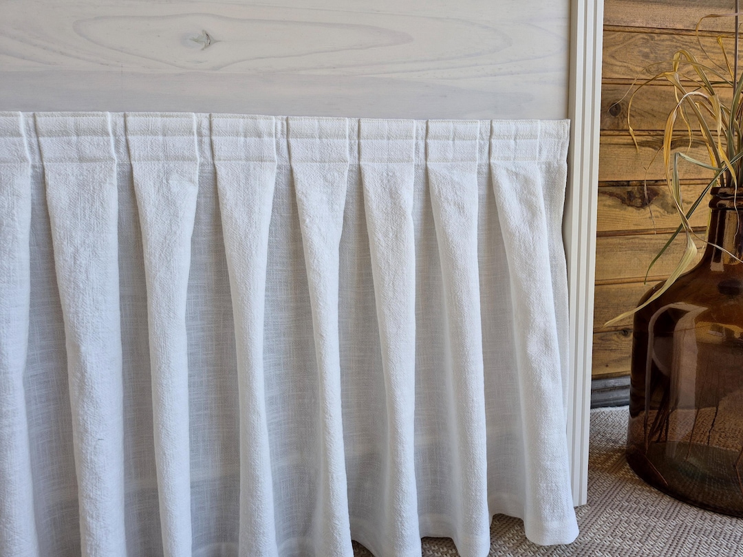 Pleated Hook and Loop Sink Skirt, Natural White for Bathroom, Utility ...