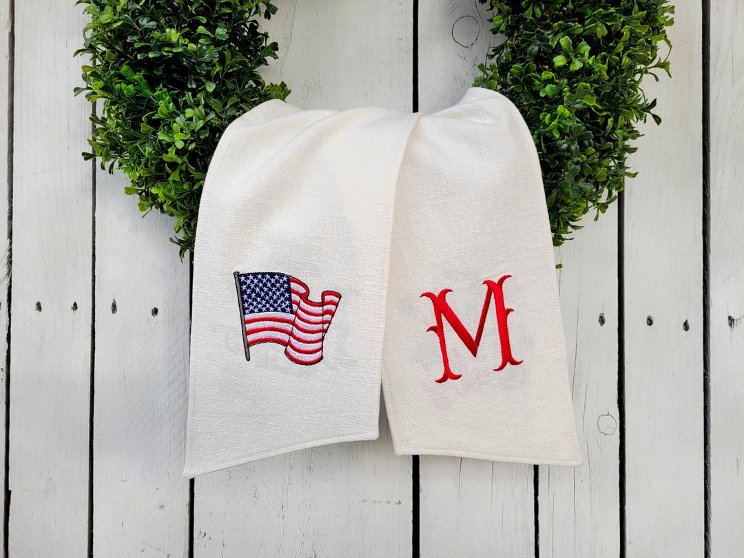 Monogramed American Flag Wreath Sash, Door Wreath Sash, Personalized ...