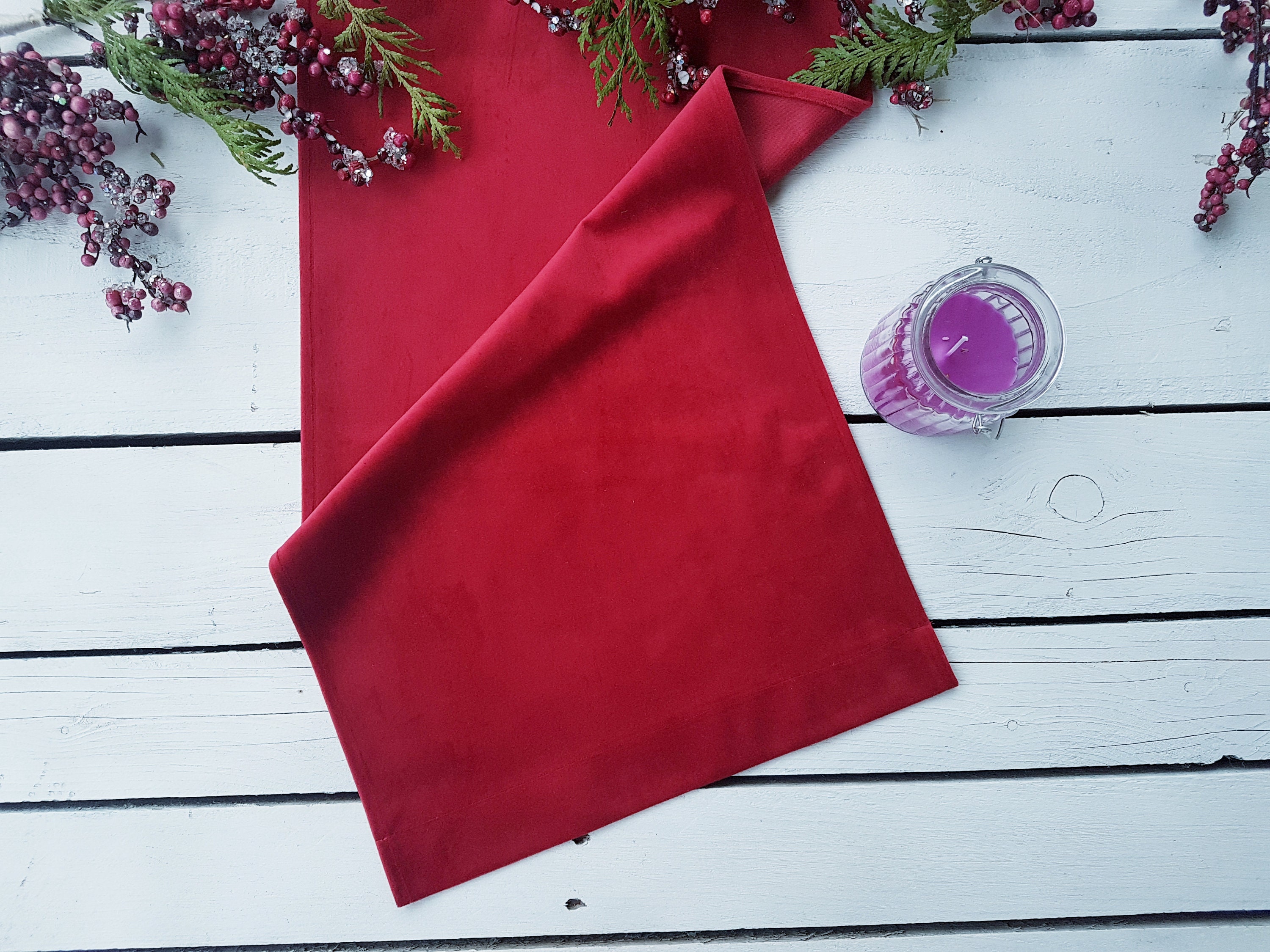 Red Velvet Table Runner Vine Red Table Runner - Etsy