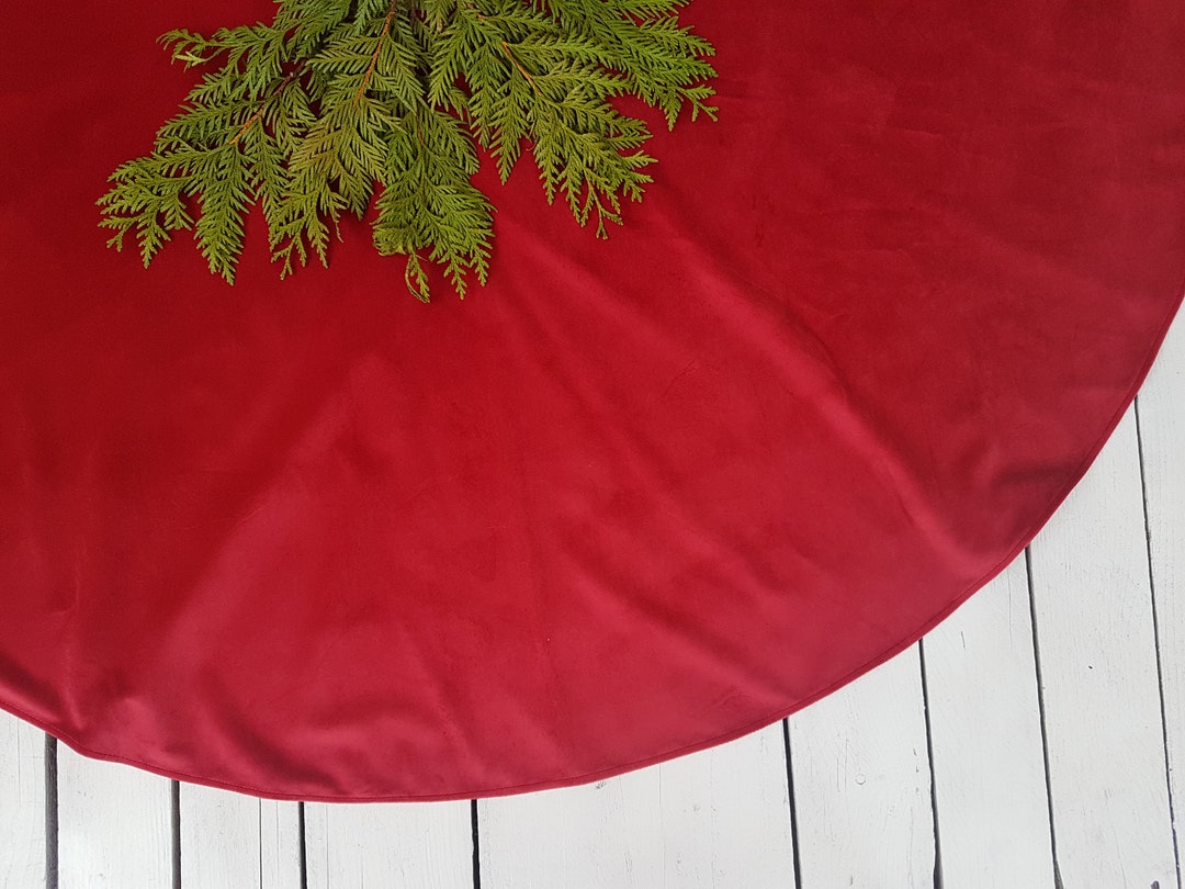Red Velvet Tree Skirt, Red Christmas Tree Skirt, Monochrome Tree Skirt ...