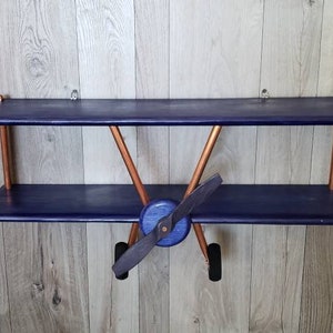 LARGE Navy Airplane Shelf, Biplane, Blue Airplane, Airplane Party ...