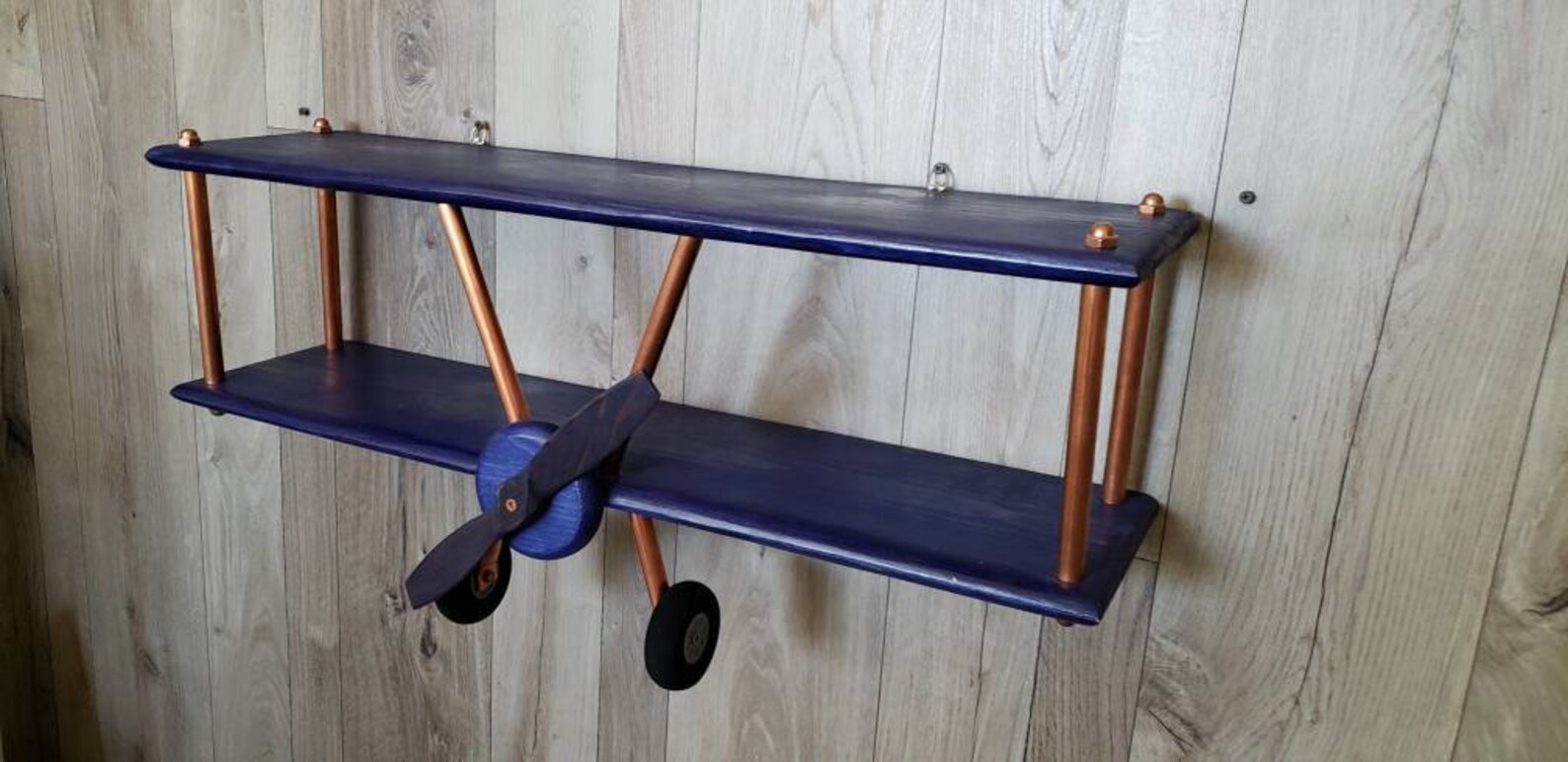 LARGE Navy Airplane Shelf Biplane Blue Airplane Airplane | Etsy