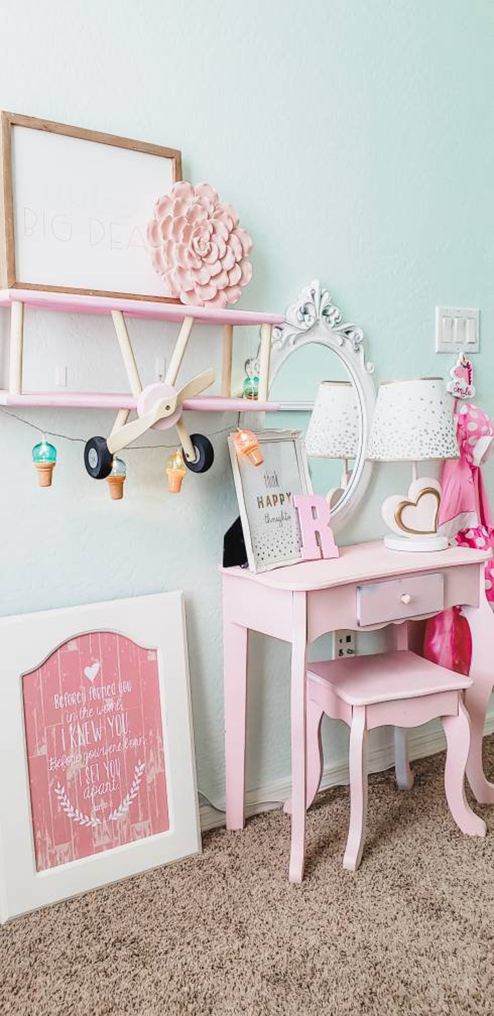 MEDIUM Light Pink Airplane Shelf, Biplane Shelf, Airplane Decor ...