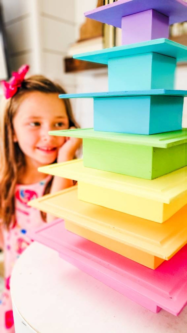 Square Macaron Tower 5 Tier 7 Tier Rainbow Tower Macaroon | Etsy